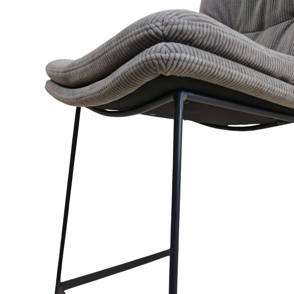 ELI Quilted Upholstered High Back Metal Bar Stool - Bar Stool Santai